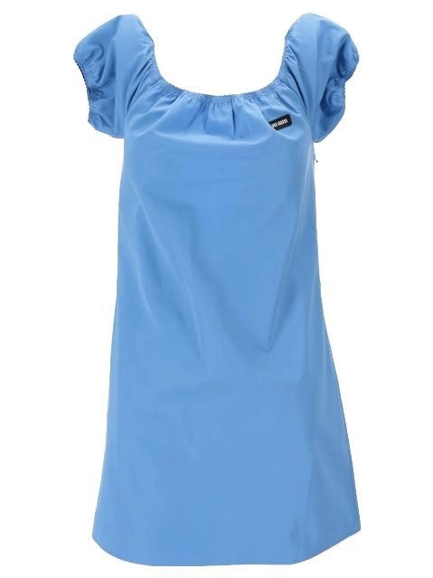 Miu Miu Logo Detailed Mini Dress - Blue
