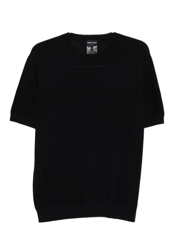 Giorgio Armani Short Sleeve Knitted Shirt - Black