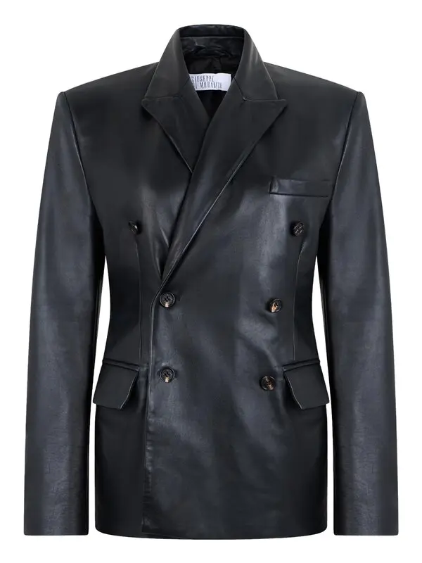 Giuseppe Di Morabito Double-breasted Leather Blazer - Black