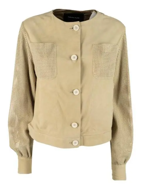 Fabiana Filippi Collarless Jacket With Perforated Sleeves - Nude