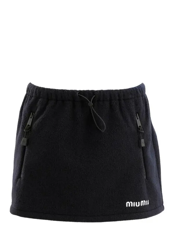 Miu Miu Logo Graphic Mini Skirt - Blue