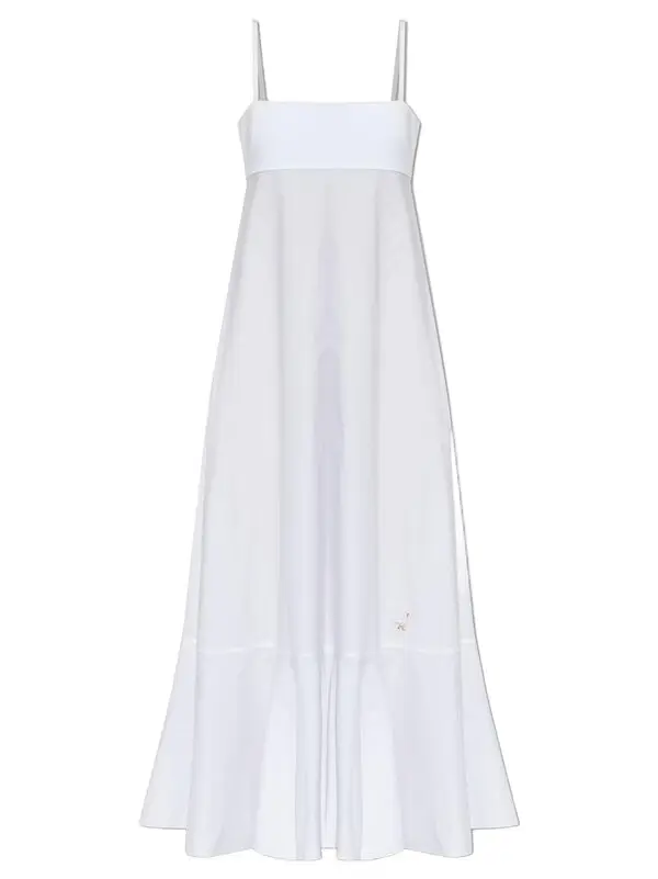 Moschino Flared Strappy Maxi Dress With Graphic Embroidery - White