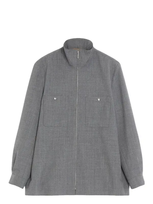 Valentino Garavani Zip-up High Neck Jacket - Gray
