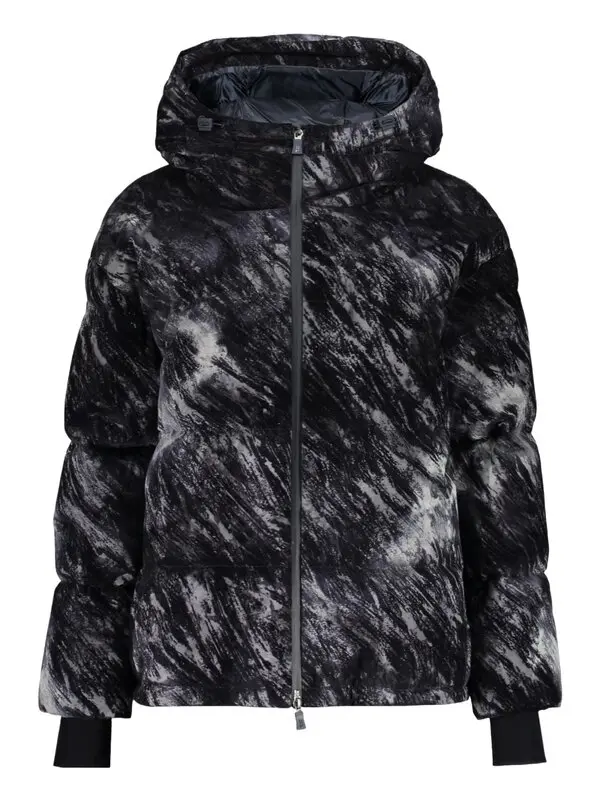 Herno Hooded Printed Down Jacket - Black