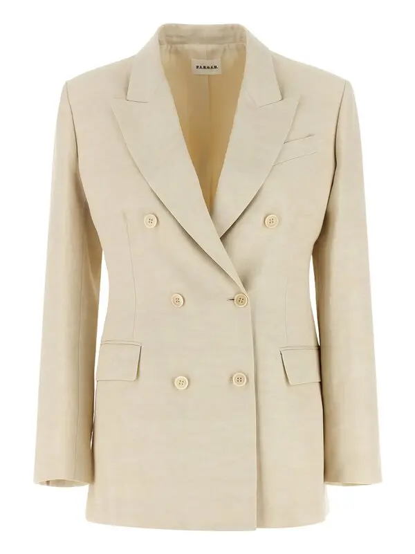 P.a.r.o.s.h Long Sleeve Double Breasted Blazer - Nude