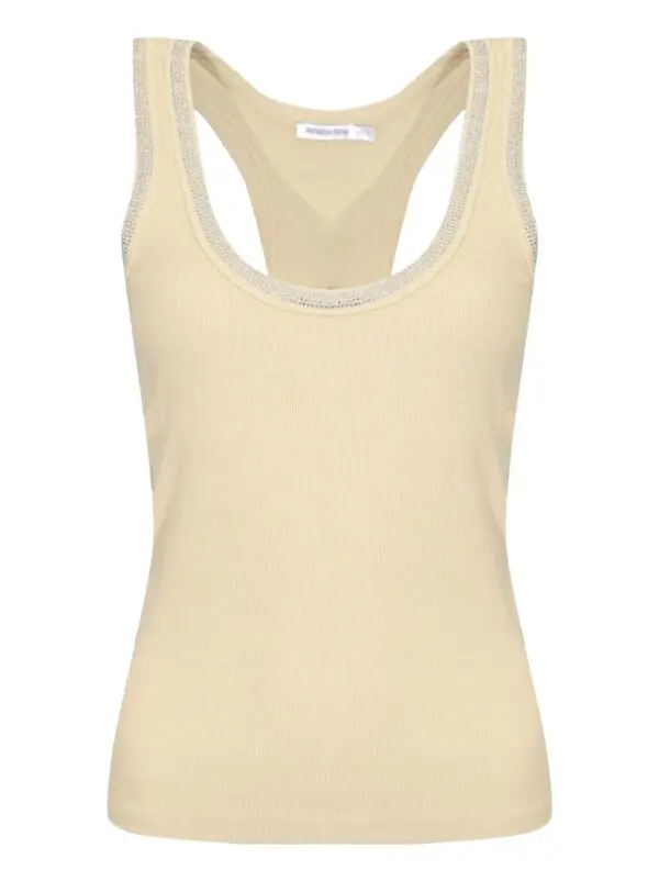 Patrizia Pepe Embellished Racerback Knitted Top - Nude
