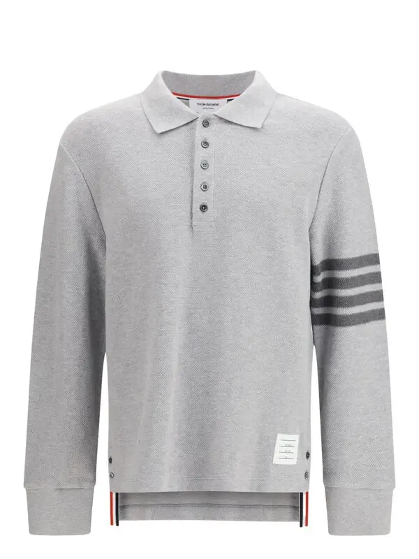 Thom Browne 4-bar Long-sleeved Polo Shirt - Gray