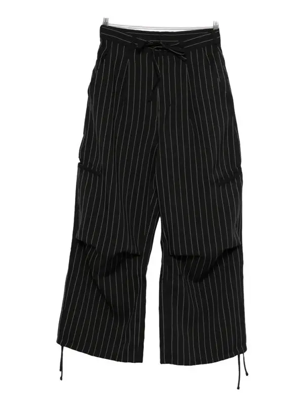 Y3 Pinstriped Drawstring Trousers - Black