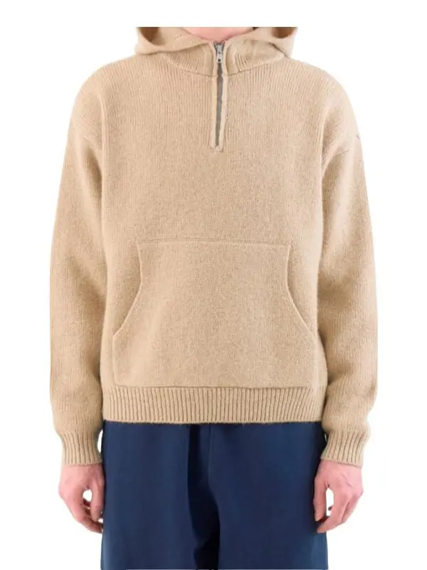 StÜssy Wool Quarter-zip Sweater Hoodie - Nude