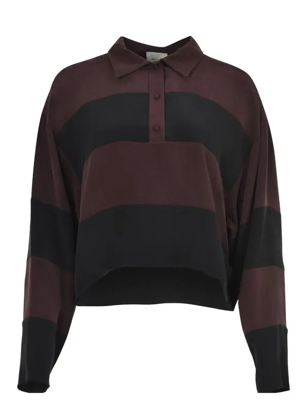 ALYSI Crepe De Chine Polo Shirt - Black