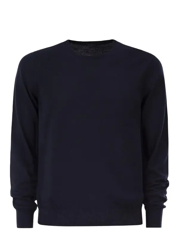 Kiton Crew Neck Fine Knit Sweater - Blu