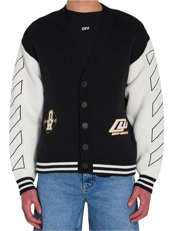 Off-White Varsity Stripe Cardigan - Black