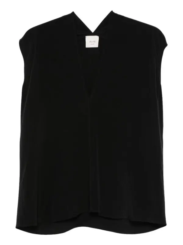 ALYSI Sleeveless V-neck Blouse - Black