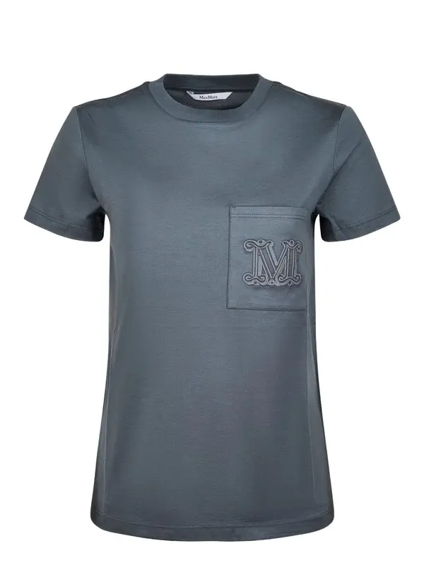 Max Mara Papaia Logo Patch Crewneck T-shirt - Gray