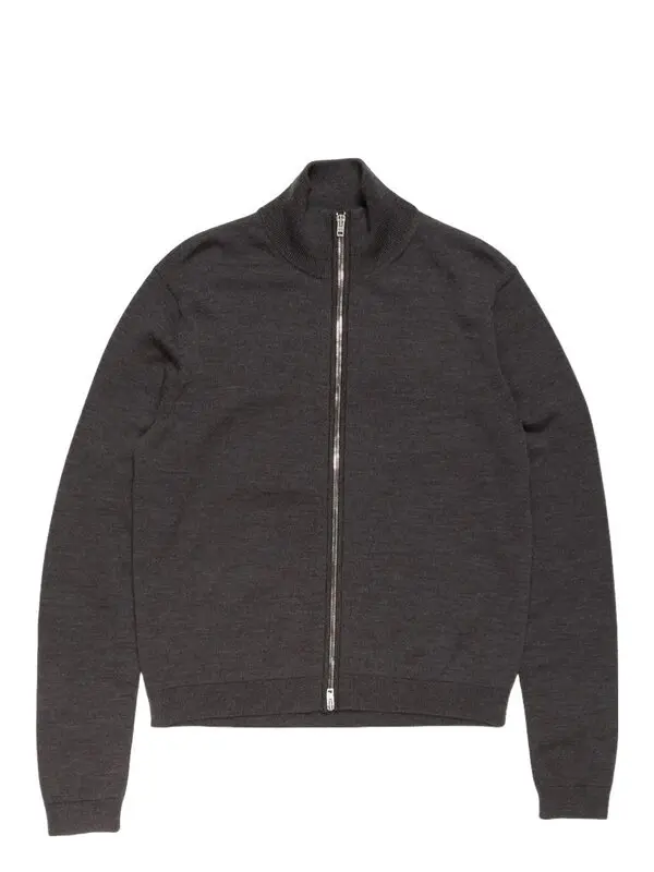 Acne Studios Zip-up Cardigan With Embroidered Bow Detail - Coal Gray