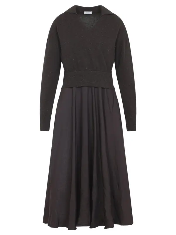 Peserico Sparkle-knit A-line Midi Dress - Black