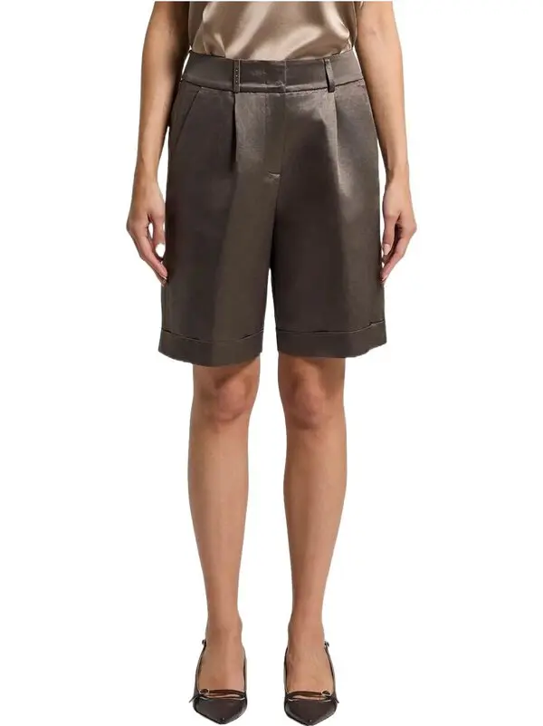Peserico Pleated Turn-up Shorts - Brown