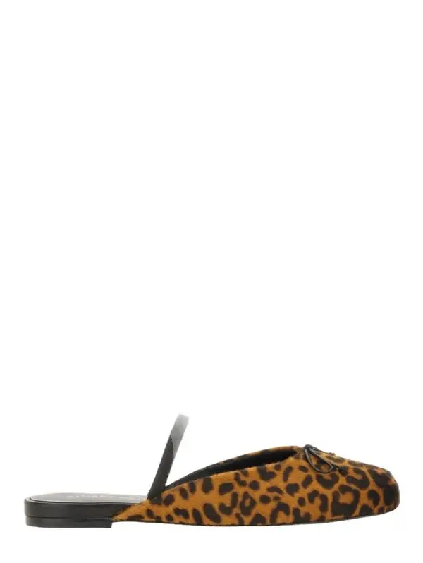 STUART WEITZMAN Leopard Print Flat Round Toe Sandals - Brown