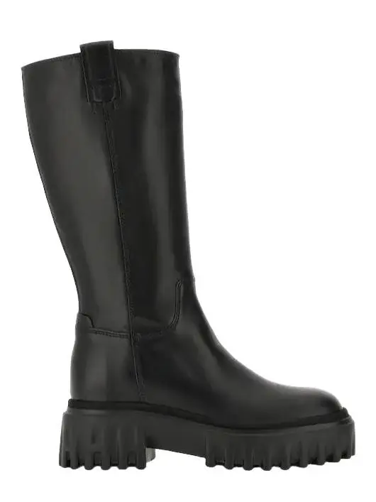 Hogan Lug-sole Side-zip Leather Boots - Black