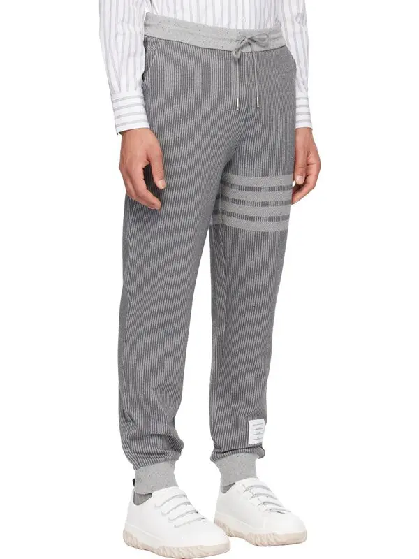 Thom Browne Drawstring Knitted Track Pants - Medium Gray