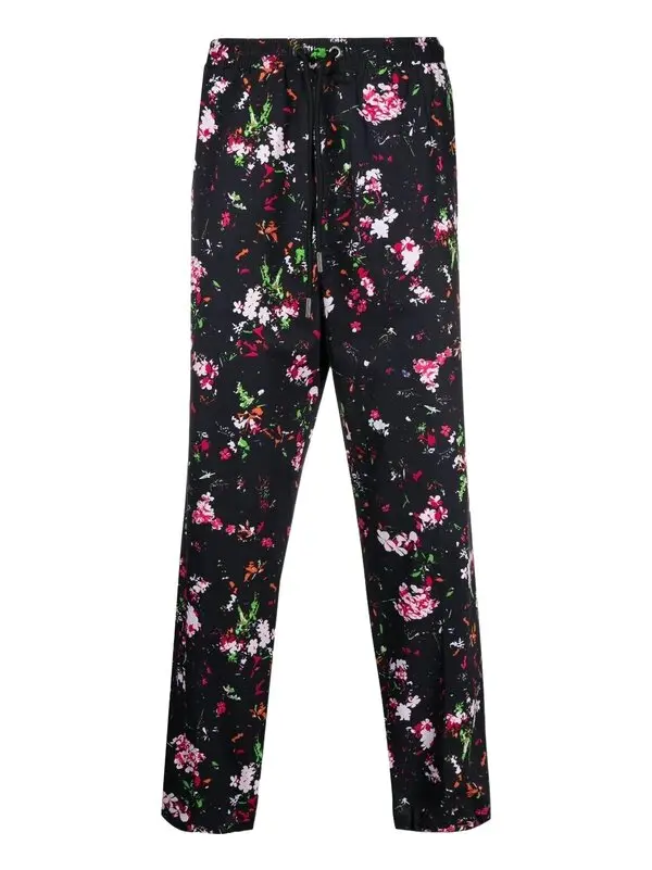 DIESEL® Floral Print Straight-leg Trousers - Black
