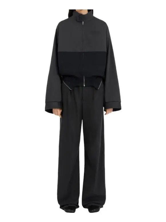 MAISON MARGIELA High-neck Zip-up Color-block Jacket - Anthracite