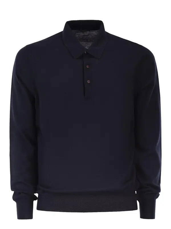Kiton Long Sleeved Polo Shirt - Blu