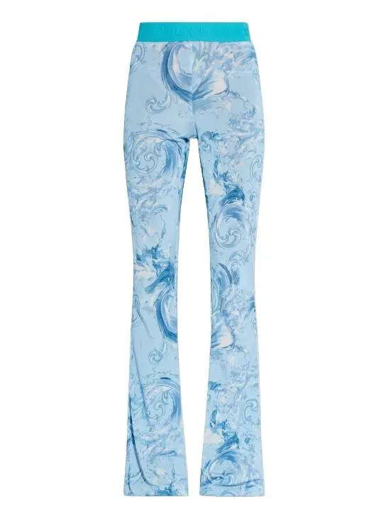 Versace Logo Waistband Flared-leg Trousers - Blue