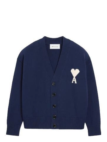 AMI Paris De Coeur V-neck Cardigan - Blue