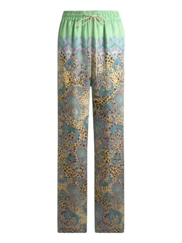 Etro Wide-leg Trousers With Paisley And Animal Print - Gray
