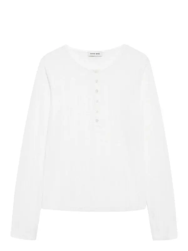 ANINE BING Pia Long-sleeve Ribbed T-shirt - White