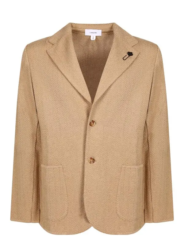 LARDINI Herringbone Knit Two-button Jacket - Beige