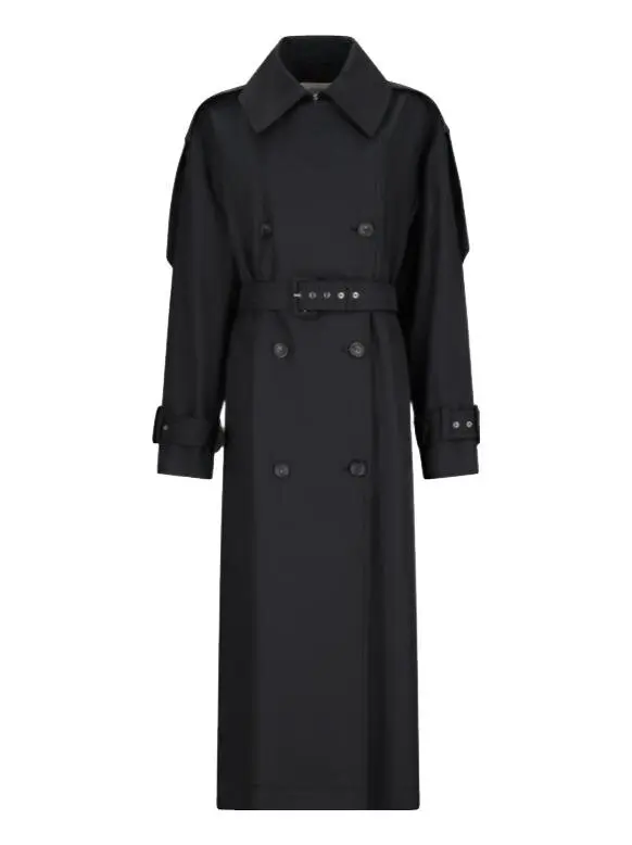 Sportmax Belted Double-breasted Coat - Black
