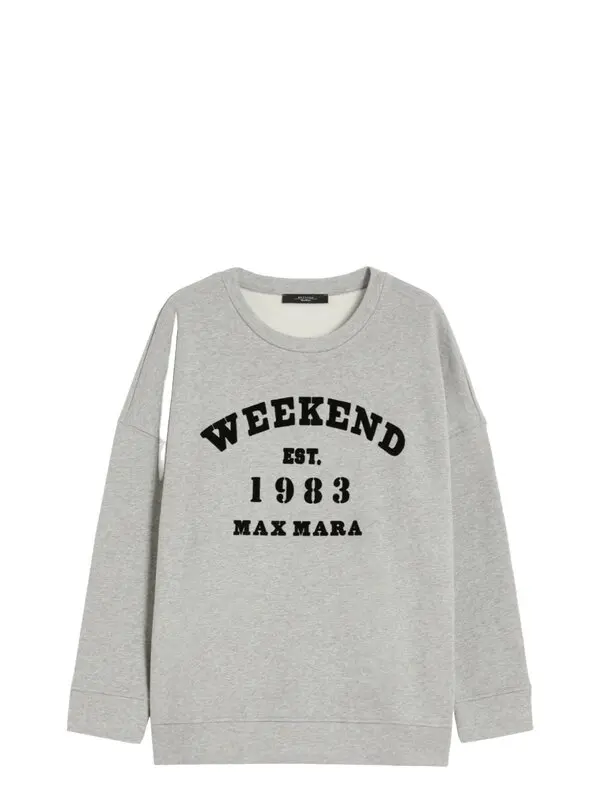 Max Mara Crewneck Sweatshirt With Logo Graphic - Light Gray