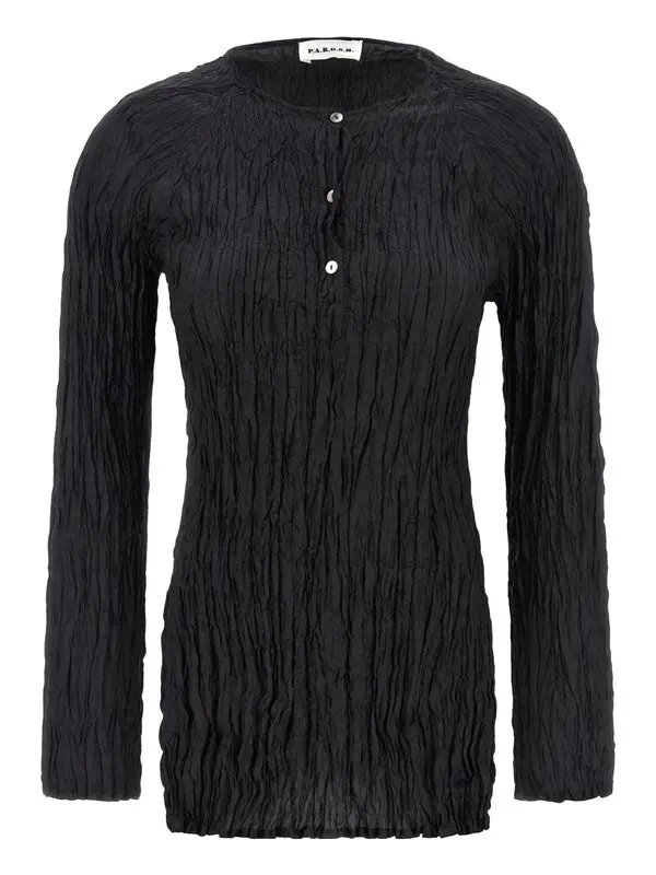 P.a.r.o.s.h Long Sleeve Round Neck Blouse - Black