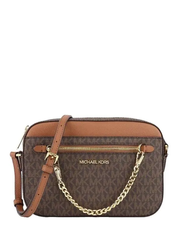 Michael Kors Monogrammed Crossbody Bag With Chain Detail - Multicolor