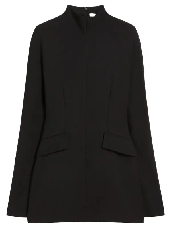 Sportmax Long Sleeve High Neck Mini Dress - Black