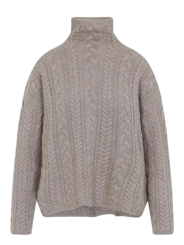 Max Mara Cable-knit Turtleneck Sweater - Gray