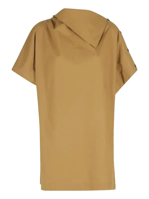Soeur Short Sleeve Shirt With Irregular Lapel - Nude