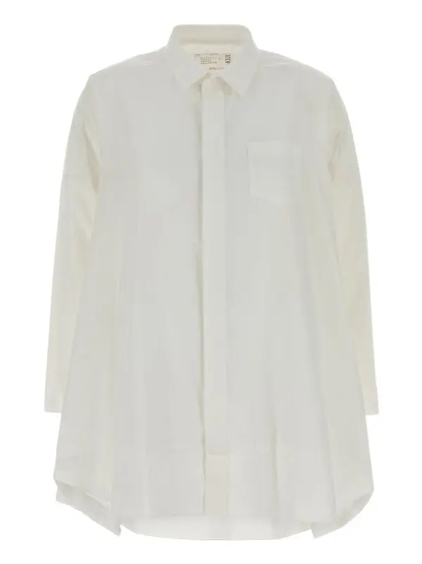 Sacai Poplin Shirt With Asymmetrical Hem - White