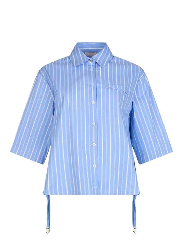 Liu Jo Striped Short-sleeved Shirt With Drawstring Hem - Stripes