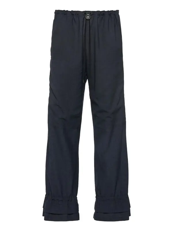 MAISON MARGIELA Wool Trousers With Gathered Waistband And Ruched Hem - Dark Blue