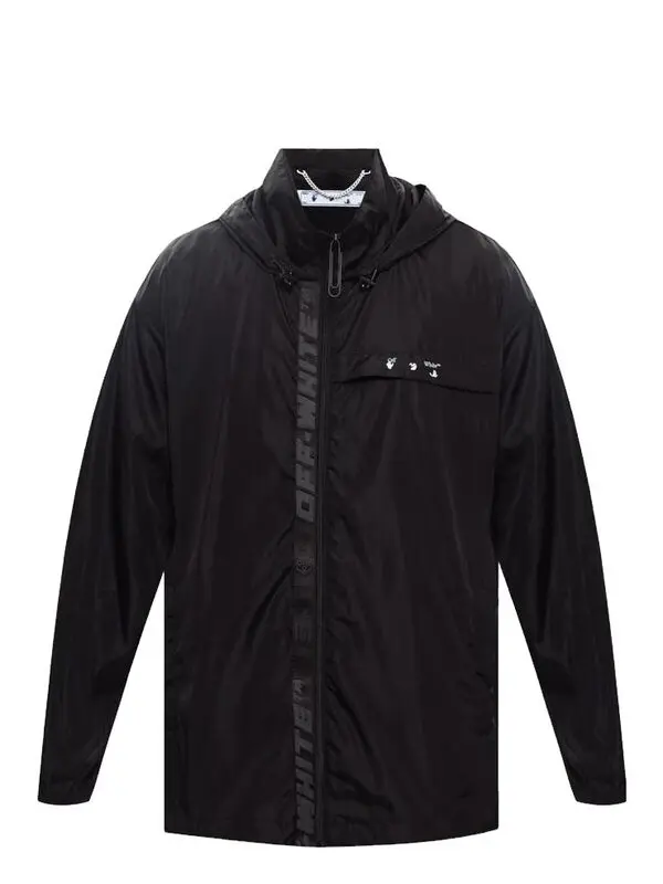 Off-White Logo Tape Windbreaker Jacket - Black