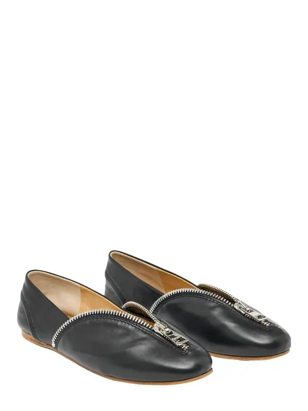 J.W.ANDERSON Round Toe Ballet Flats With Zip Fastening - Black