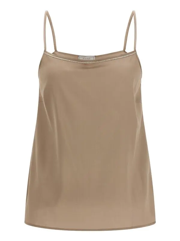 Peserico Embellished Strap Top - Brown