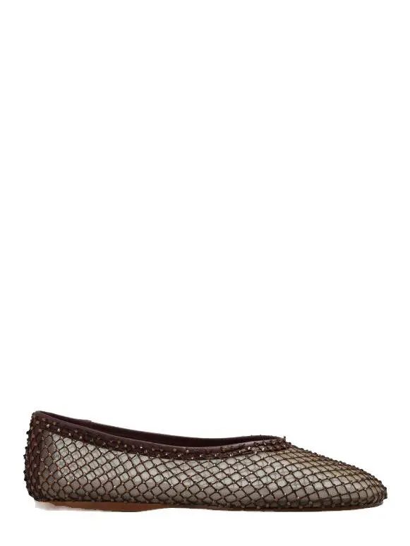 FORTE_FORTE Studded Net Ballet Flats - Chocolate-colored