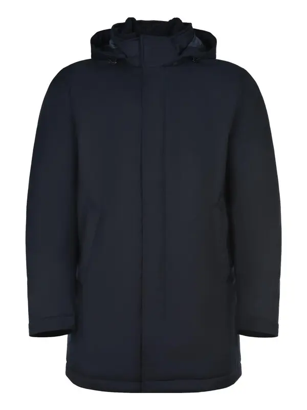 Herno Hooded Down Jacket With Snap And Zipper Closure - Midnight Blue