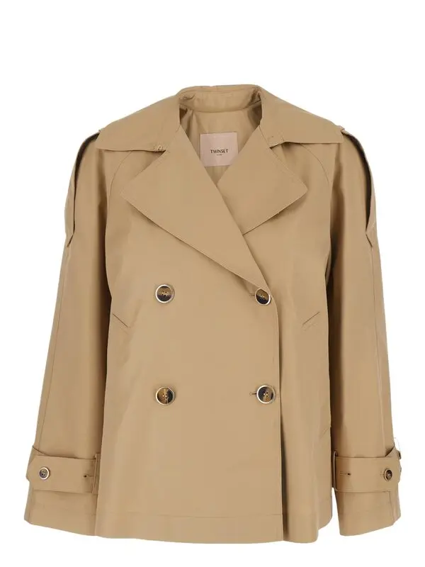 TWINSET Double-breasted Short Coat - Nude