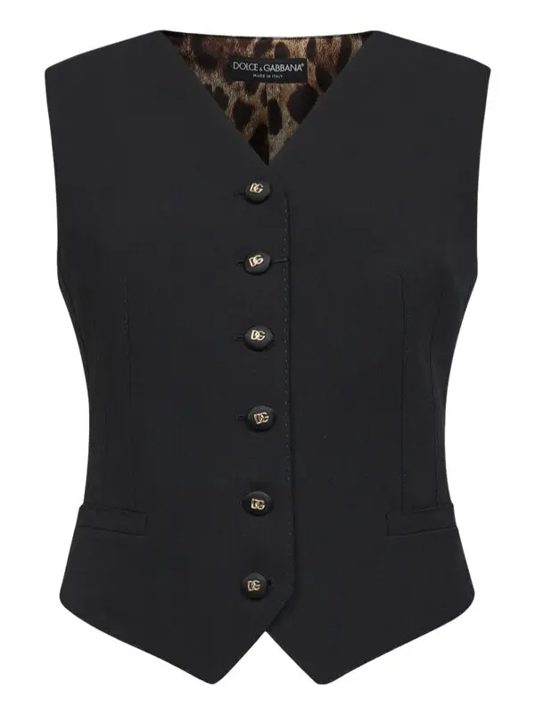 Dolce & Gabbana Single-breasted Vest With Leopard Print Lining - Black