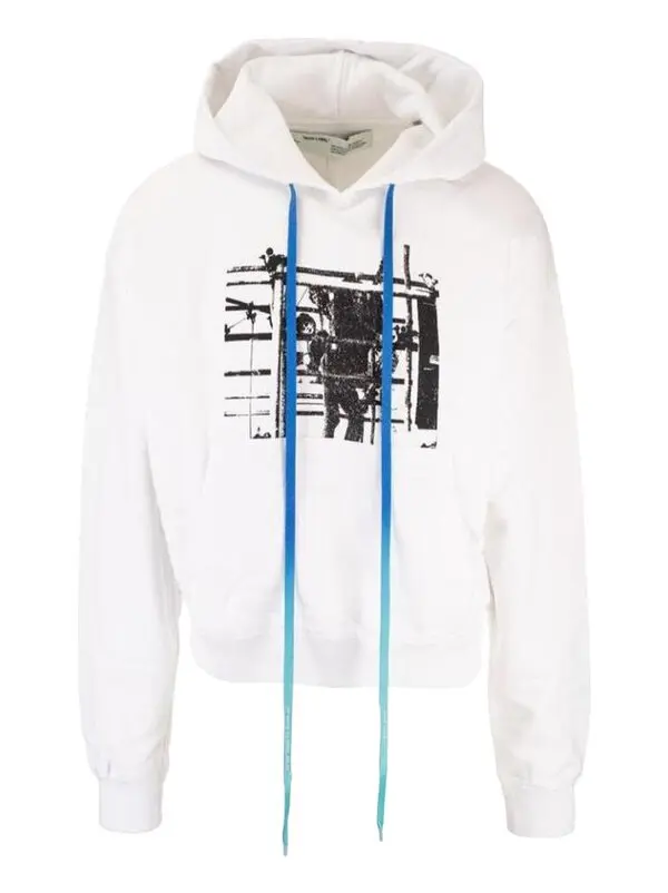 Off-White Graphic Print Hooded Sweater - White